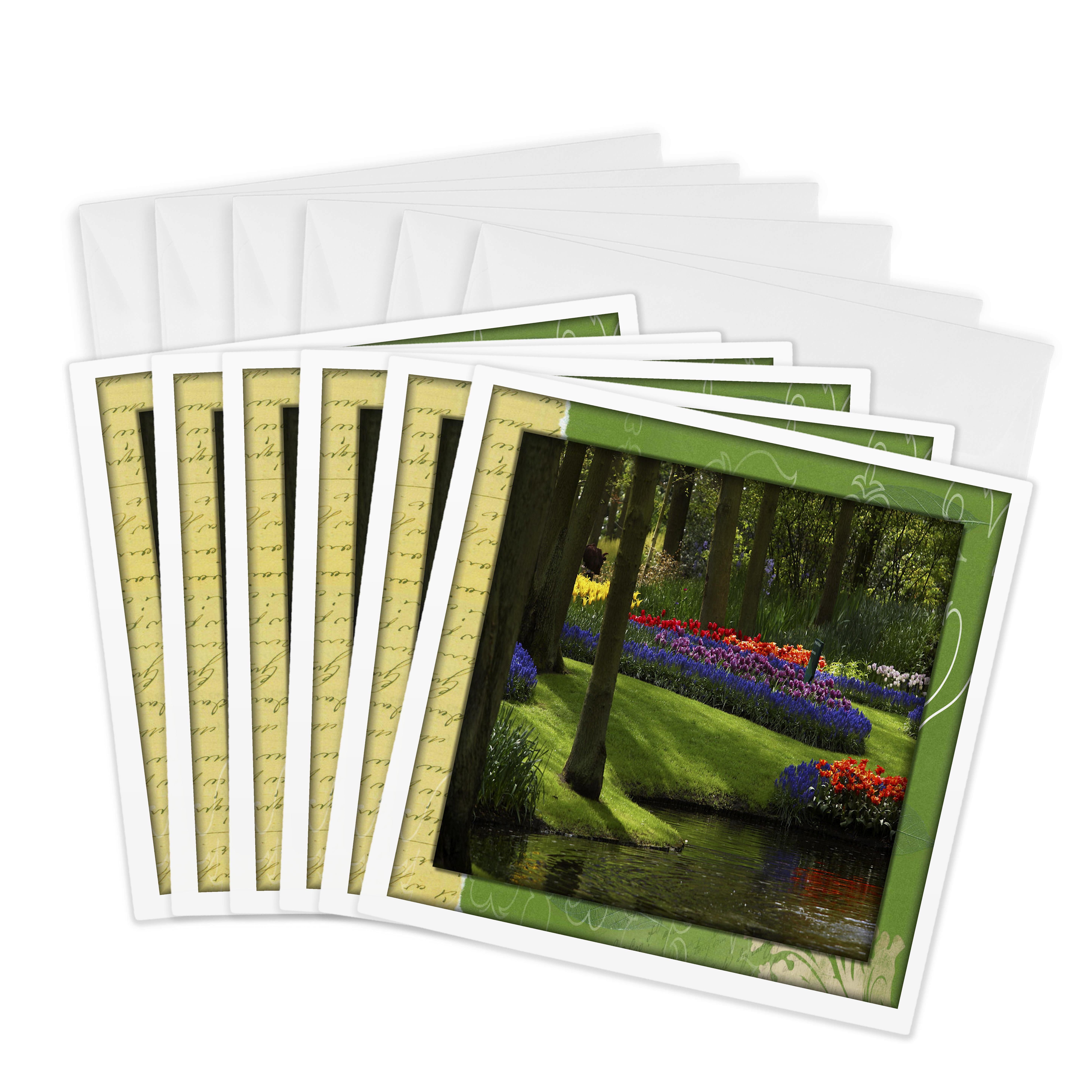 3drose, Garden by the River, 6 Greeting Cards with Envelopes - Walmart.com