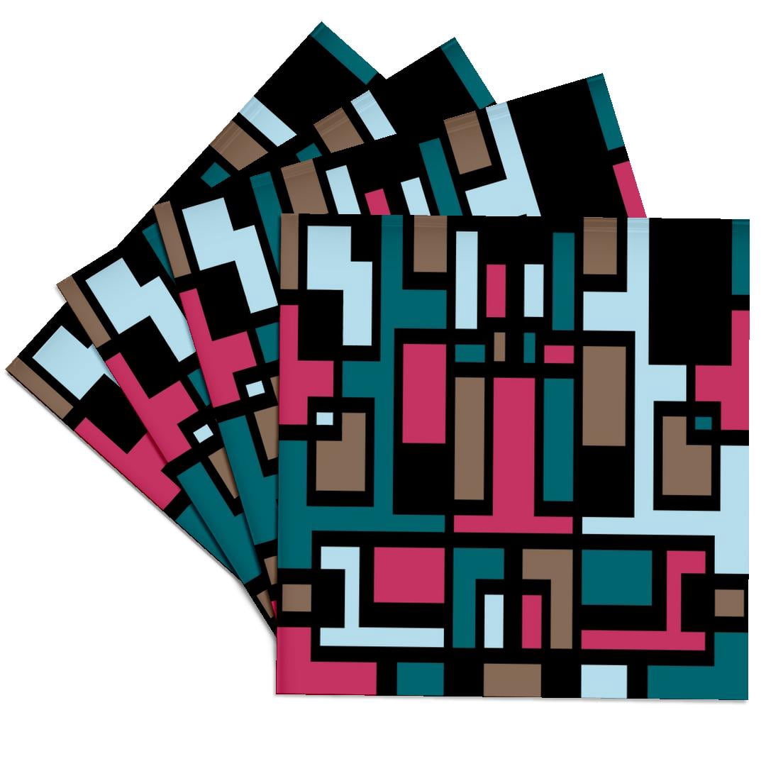 3drose, Geometric Art Deco Style Brown Blue Pink Black Outline, Set of ...