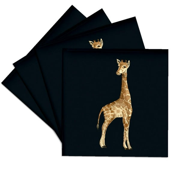 3drose, Giraffe Watercolor Drawing Black Background, 3dsm, Set of 4 ...