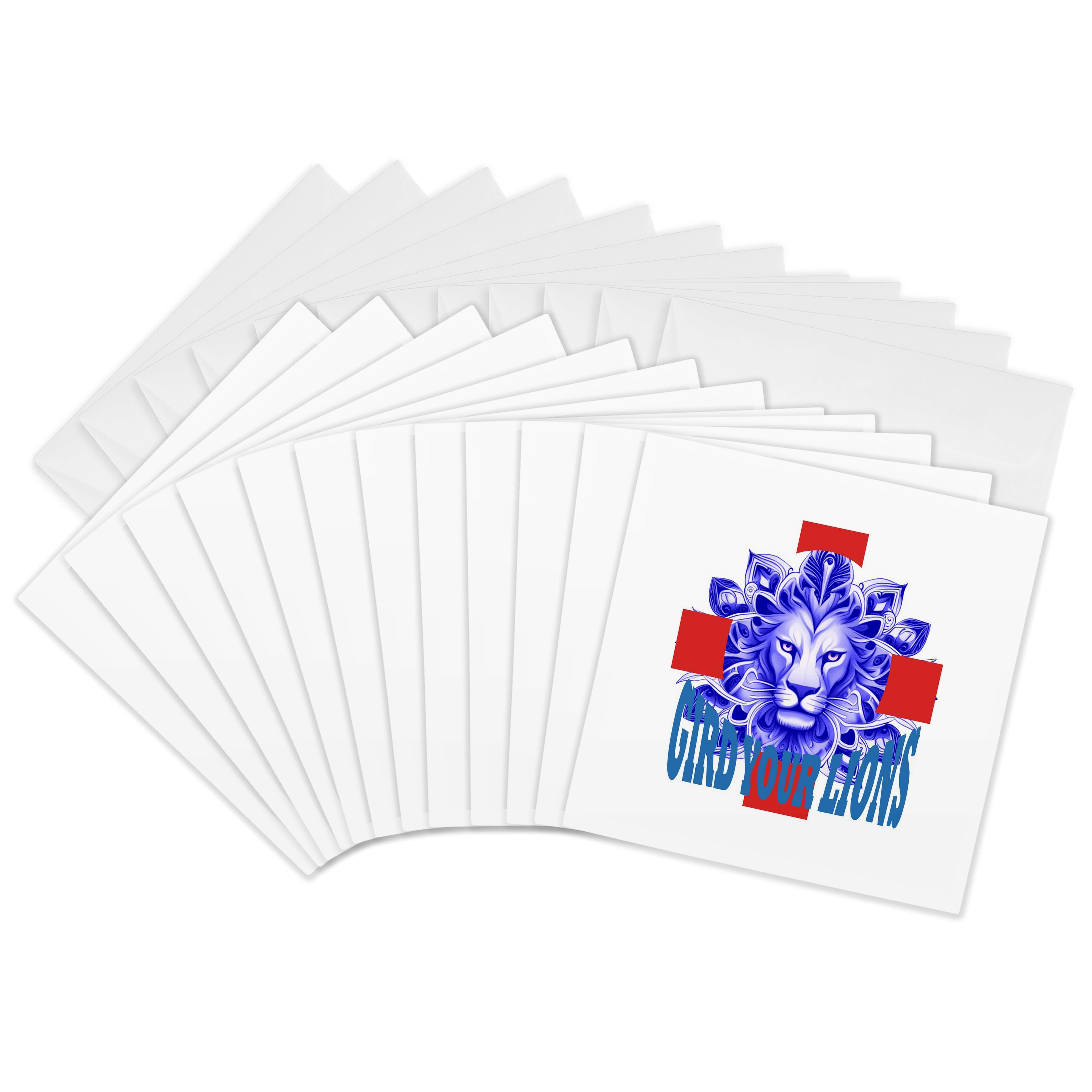 3drose, Gird Your Lions Fun Text English Idiom Blue Color, 12 Greeting ...