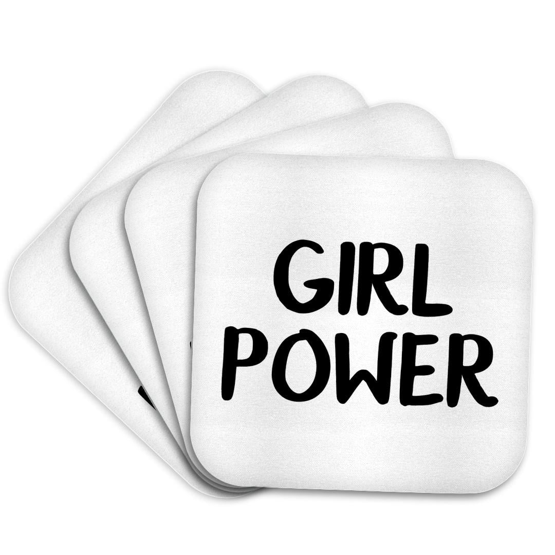 3drose, Girl Power. Bold Black Lettering on White Background., Set of 4 ...