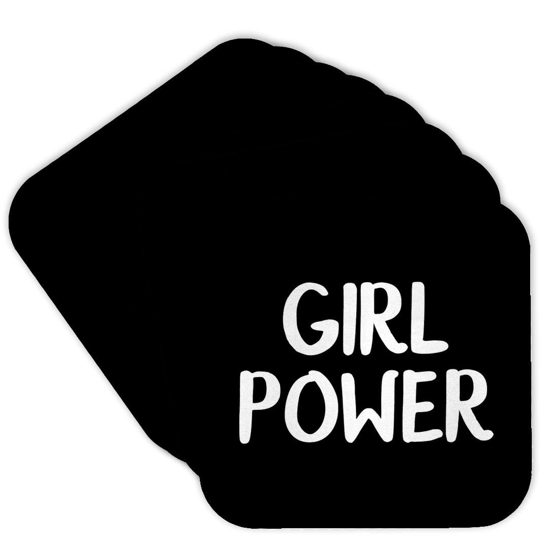 3drose, Girl Power. Bold White Lettering on Black Background., Set of 8 ...
