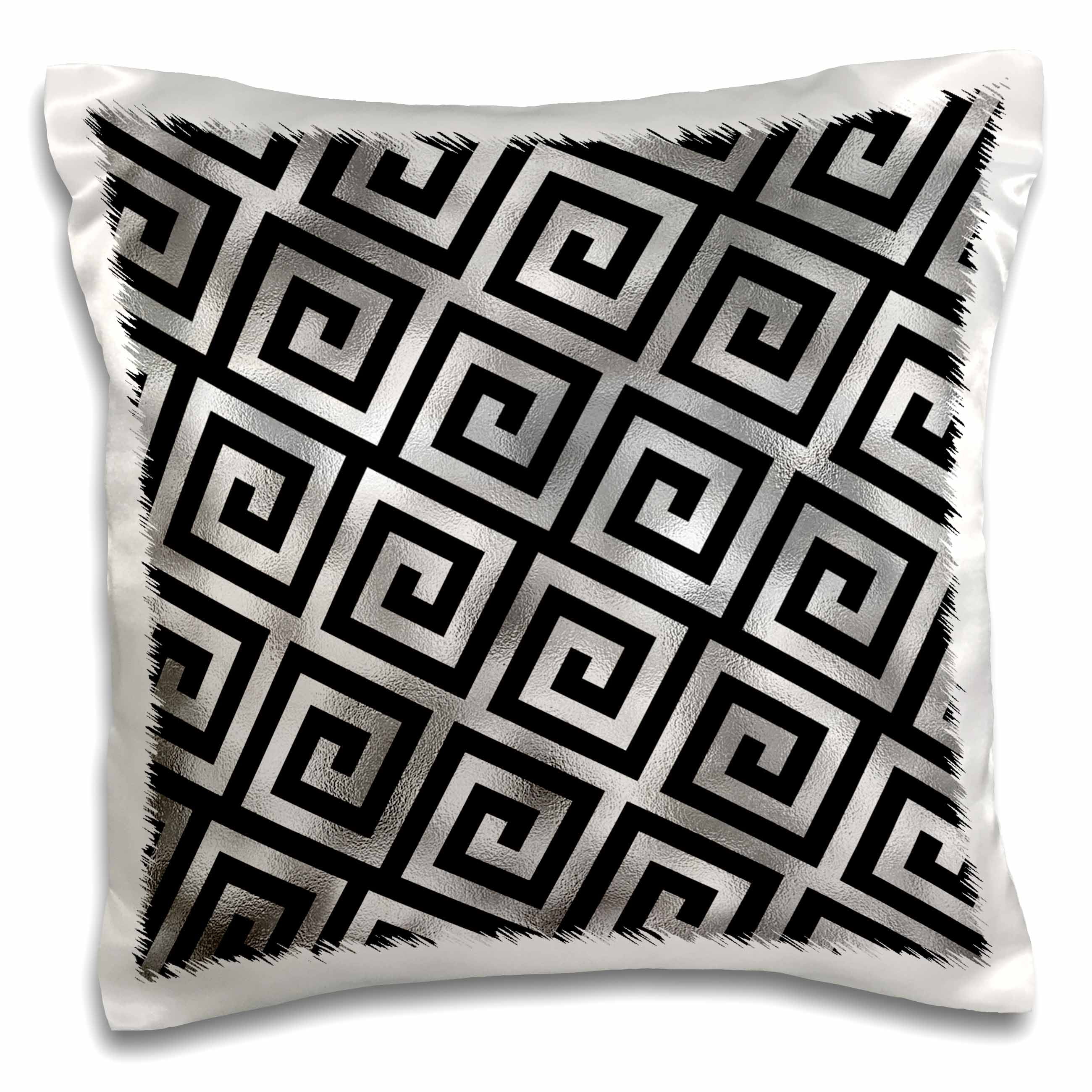 3drose, Glam Black and Image of Silver Greek Key Geometric Pattern ...