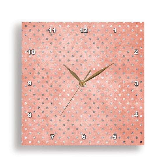 3drose, Glam Faux Silver Dots on a Faded Pink Floral Background, 10x10 ...