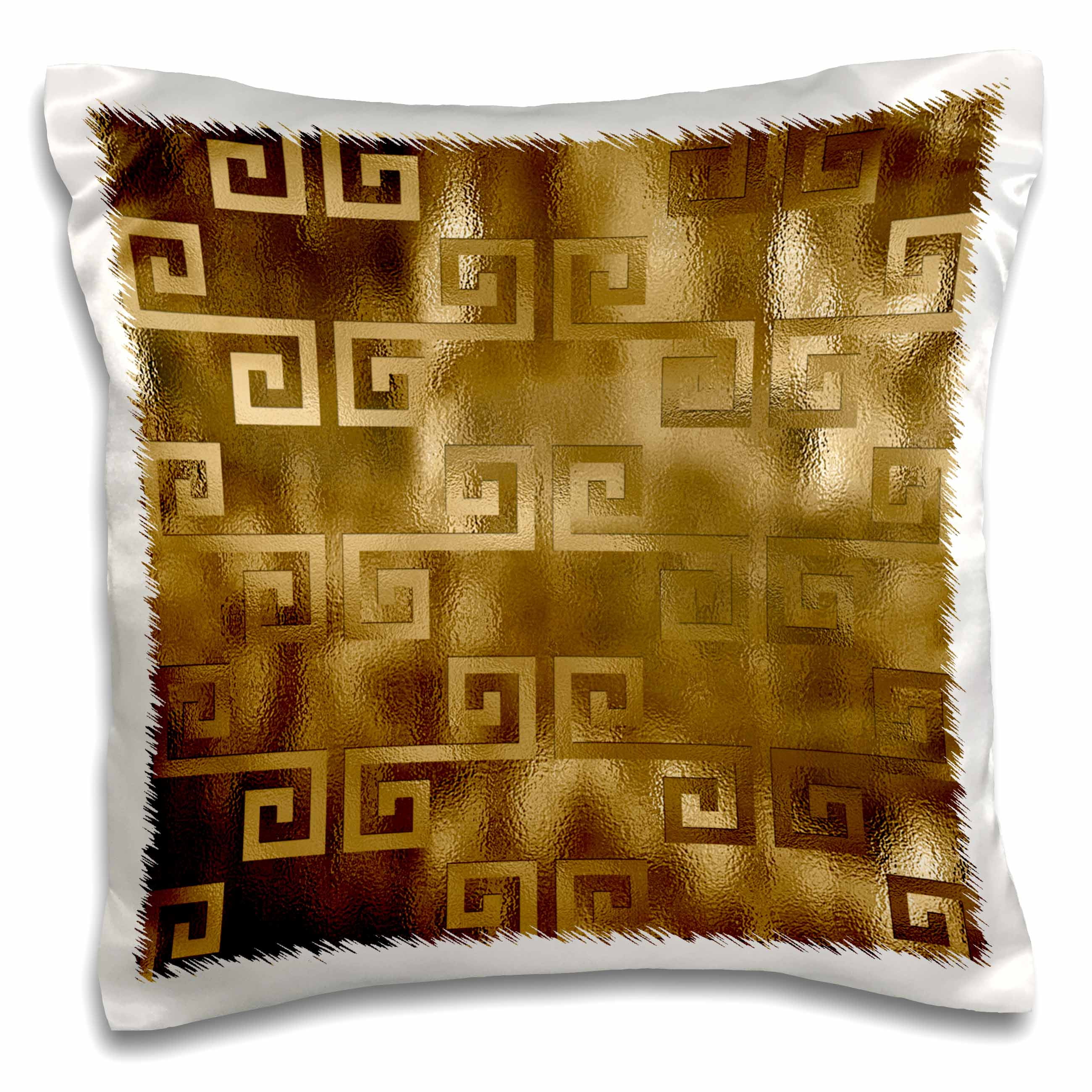 3drose, Glam Image of Gold Greek Key Pattern, 16x16 inch Pillow Case ...