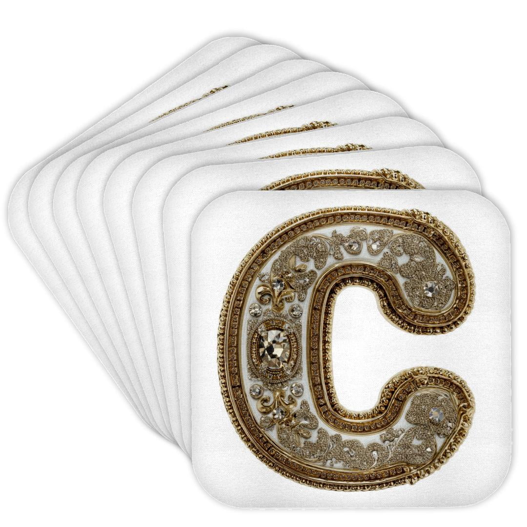 3drose, Glam Image of Gold Image of Diamond Monogram C, Set of 8 ...