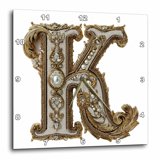 3drose, Glam Image of Gold Image of Diamond Monogram K, 10x10 Wall ...