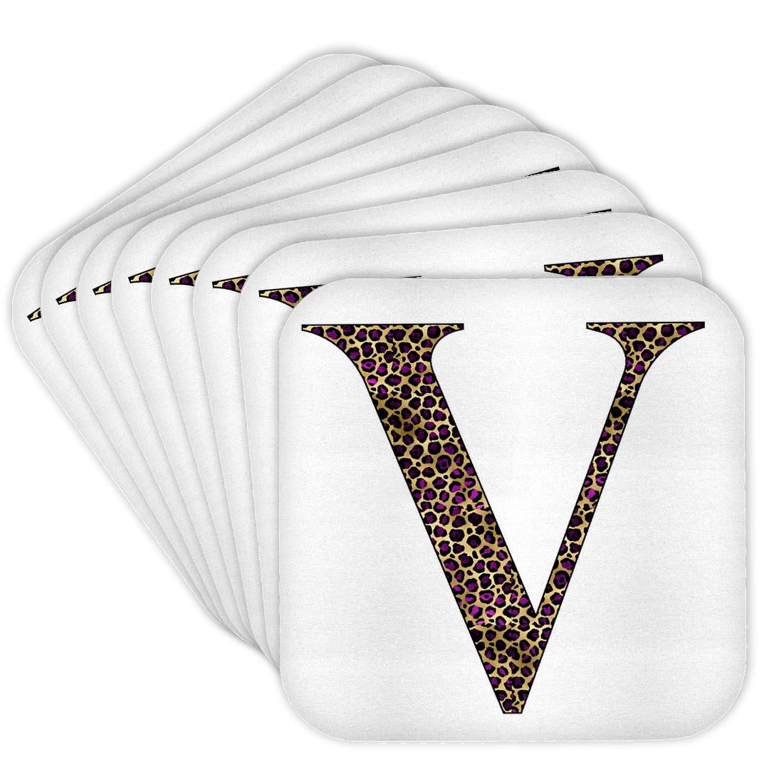 3drose, Glam Image of Gold and Purple Leopard Spots Monogram Initial V ...