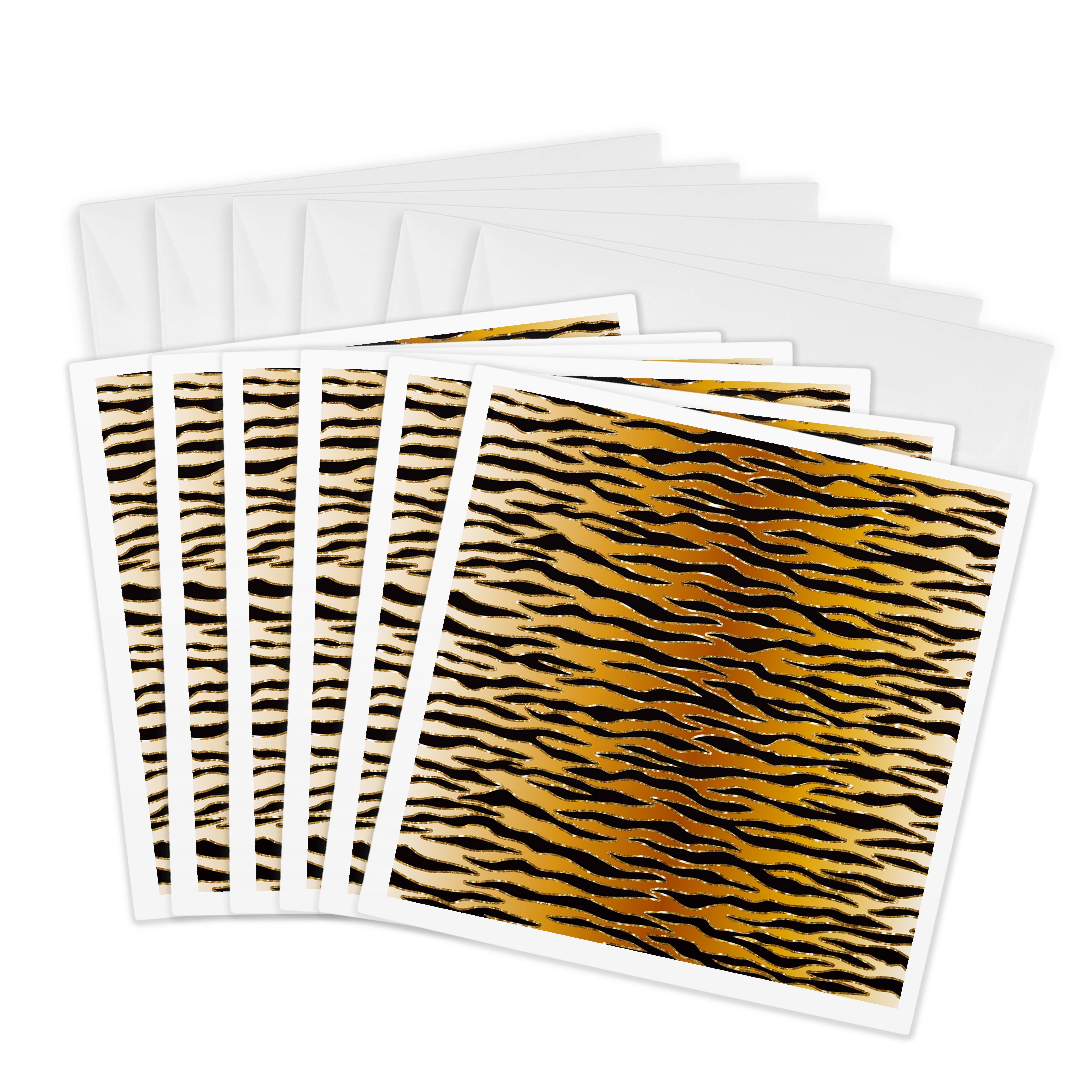 3drose, Glam Orange Gradient Image of Gold and Black Tiger Stripes, 6 ...