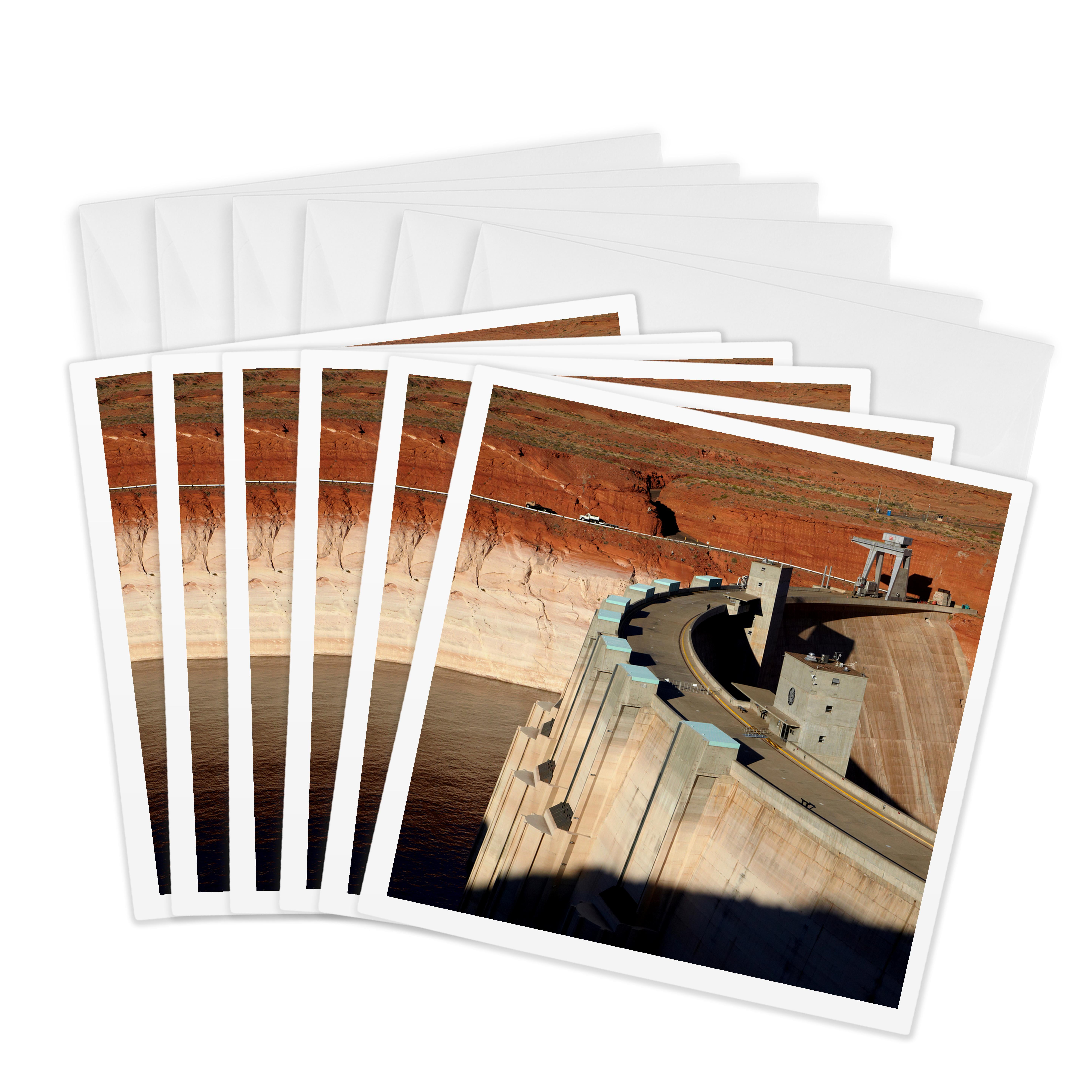 3drose, Glen Canyon Dam, Arizona., 6 Greeting Cards with Envelopes ...