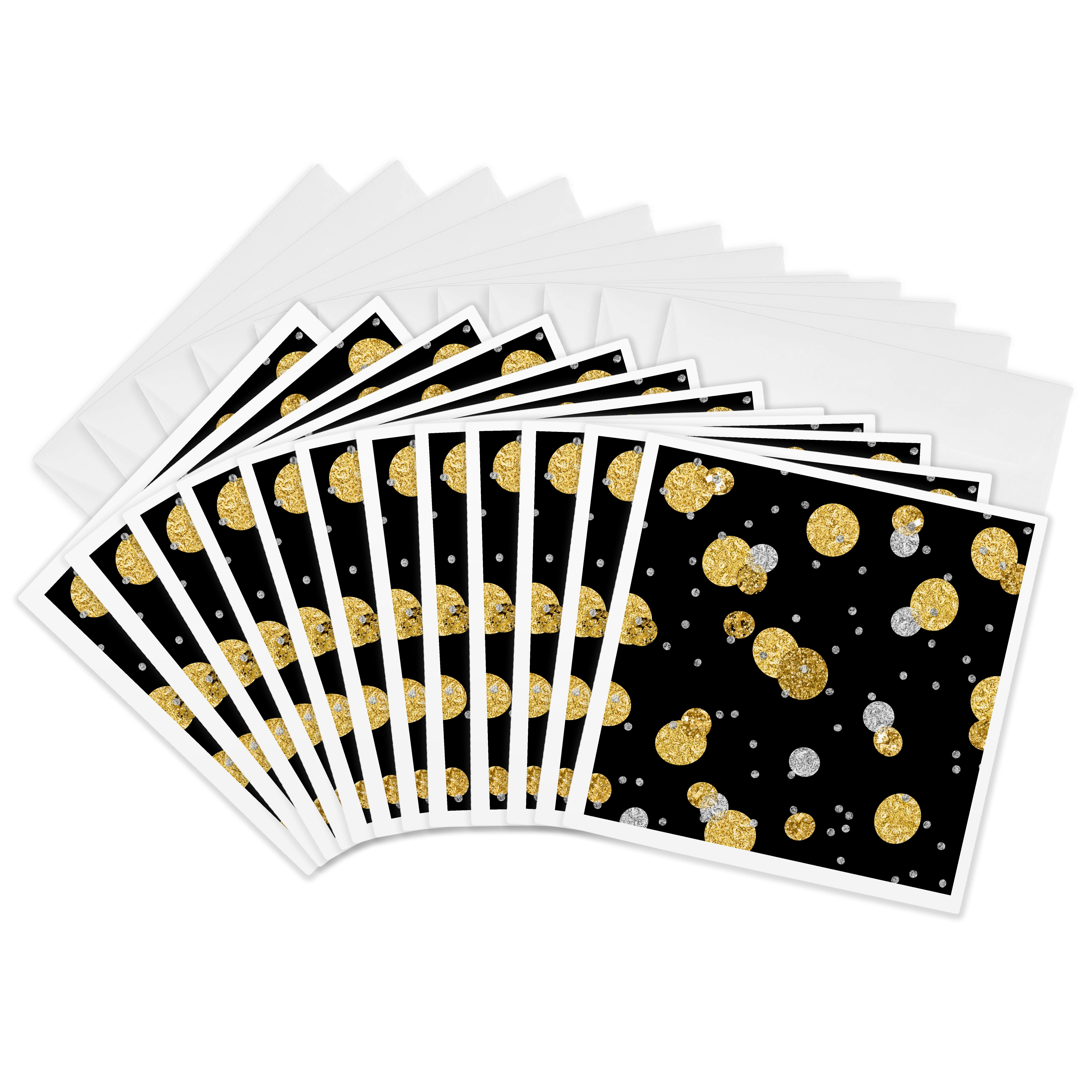 3drose, Glitter Luxury Shiny Sparkle Gold Silver Polkadots on Black, 12 ...