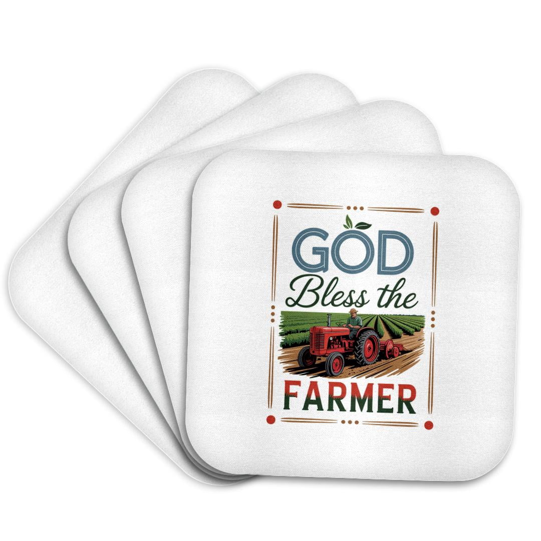 3drose, God Bless the Farmer Text, a Man Drives the Tractor in the ...