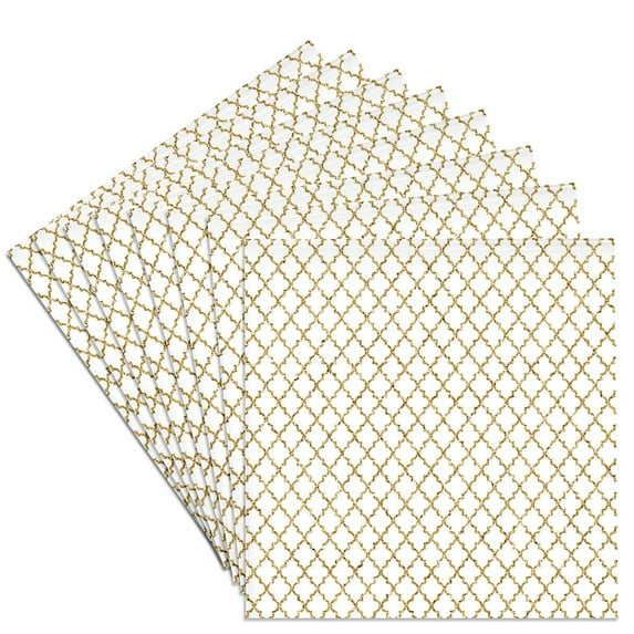 3drose, Gold Glitter Effect Quatrefoil Pattern, Set of 8 Ceramic Tile ...