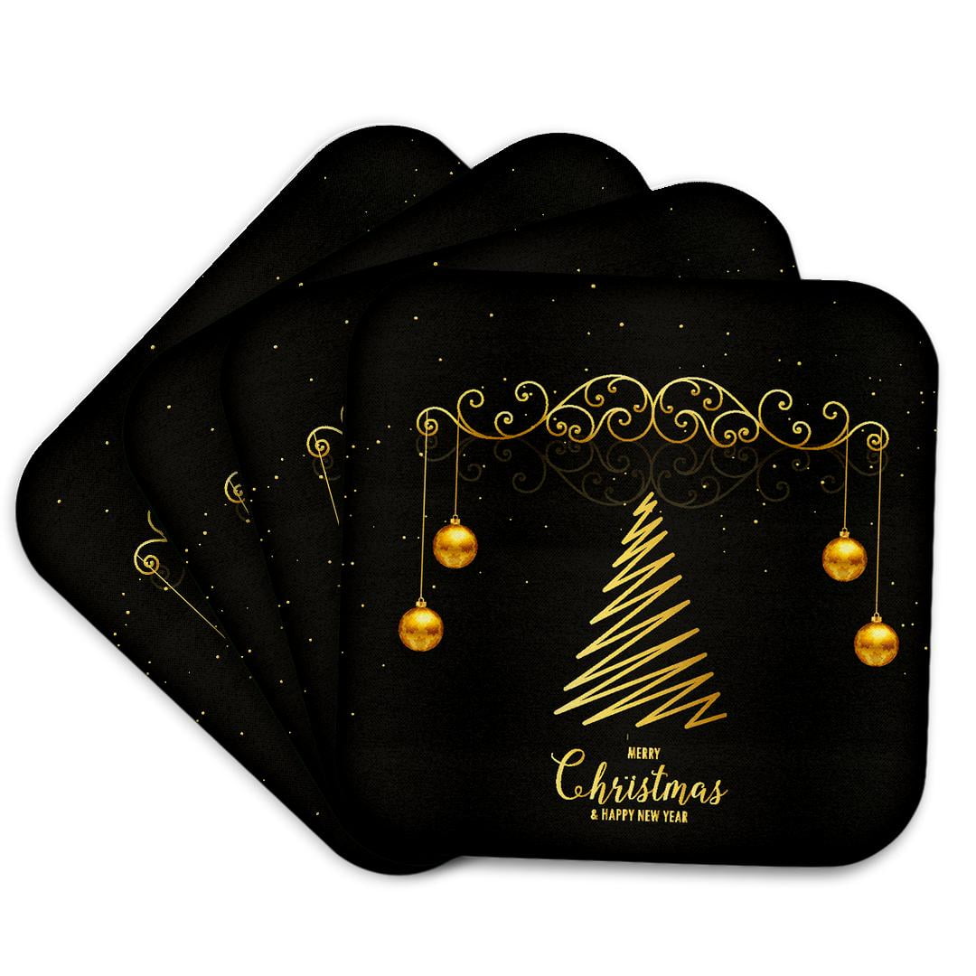 3drose, Gold Golden Christmas Balls and Tree for Xmas Season, Set of 4 ...