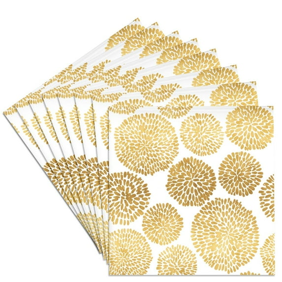3drose, Gold and White Mums Flowers Pattern, Set of 8 Ceramic Tile ...