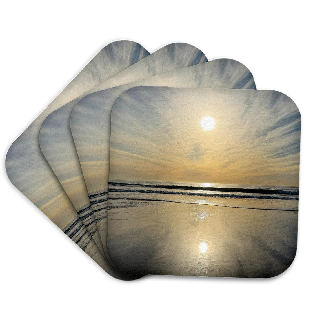 3drose, Golden Sunset on Manhattan Beach with Ocean Reflection and Calm ...
