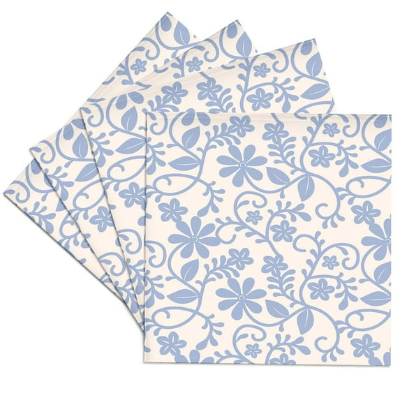 3drose, Gorgeous Floral Design in Pastel Blue on White Background, Set ...