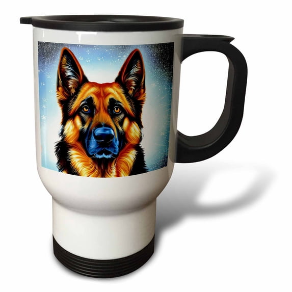 3drose, Gorgeous German Shepherd Dog Portrait. Blue Background Digital ...