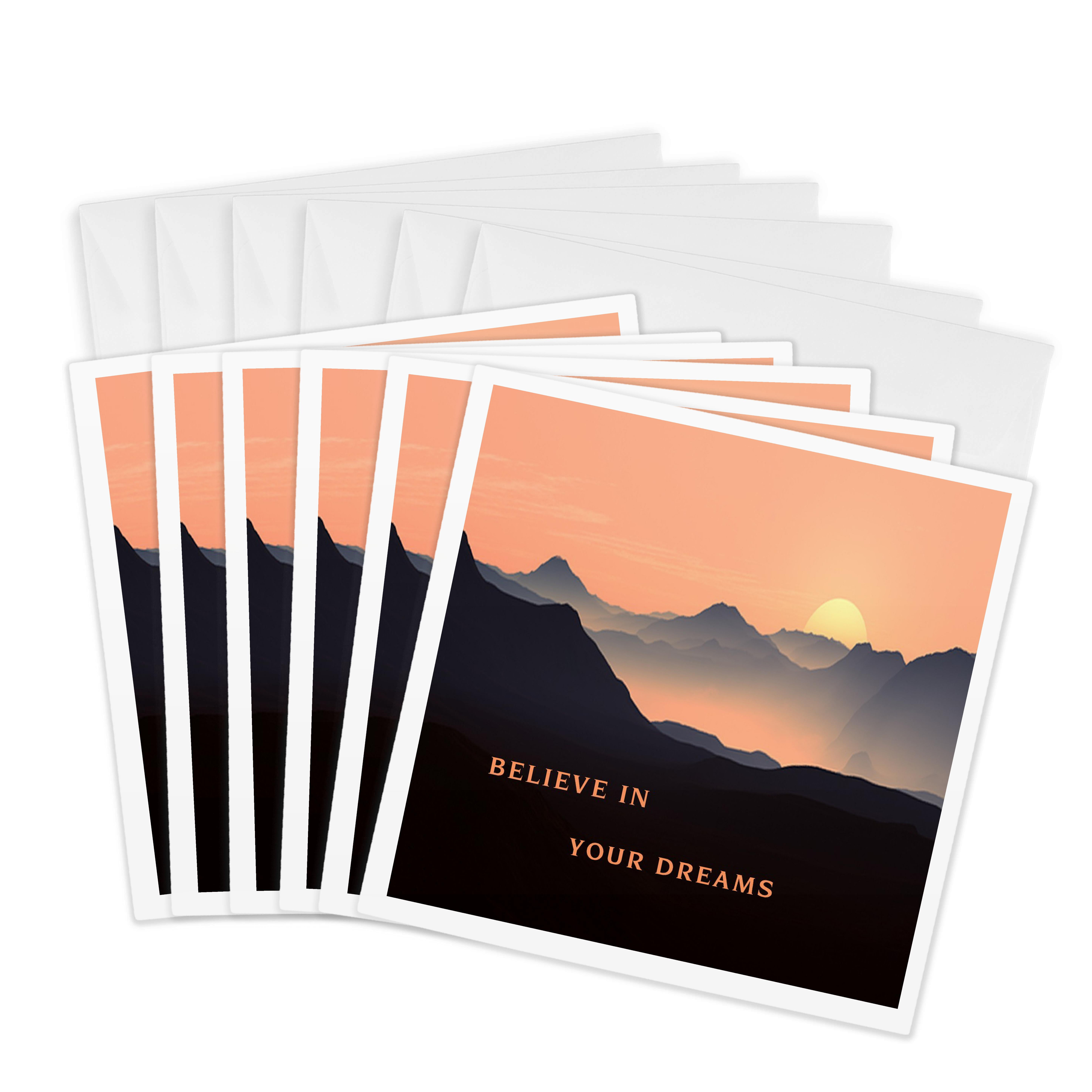 3drose, Gorgeous Sunset in the Mountains with a Message, 6 Greeting ...