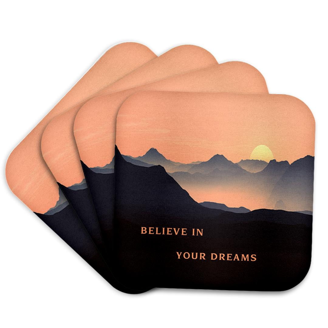 3drose, Gorgeous Sunset in the Mountains with a Message, Set of 4 ...