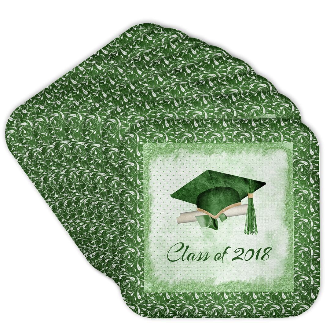 3drose, Graduation Cap, Diploma, Faded Dots, Green Frame, Leaves, 2018 ...