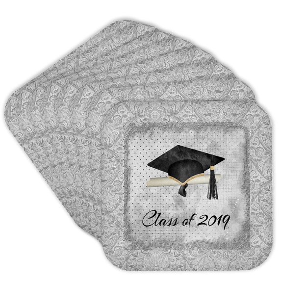 3drose, Graduation Cap, Diploma, Faded Dots, Silver Frame, Vines, 2019 ...