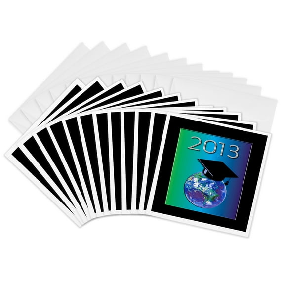 3drose, Graduation Cap on Earth, 2013, Blue Green, 12 Greeting Cards ...