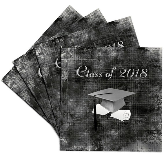 3drose, Gray Grad Cap on Diploma, Aged Graph Paper Look, Black, Class ...