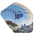 3drose, Greek Flag Flying in the Wind of Fira, Santorini, Greece., Set ...