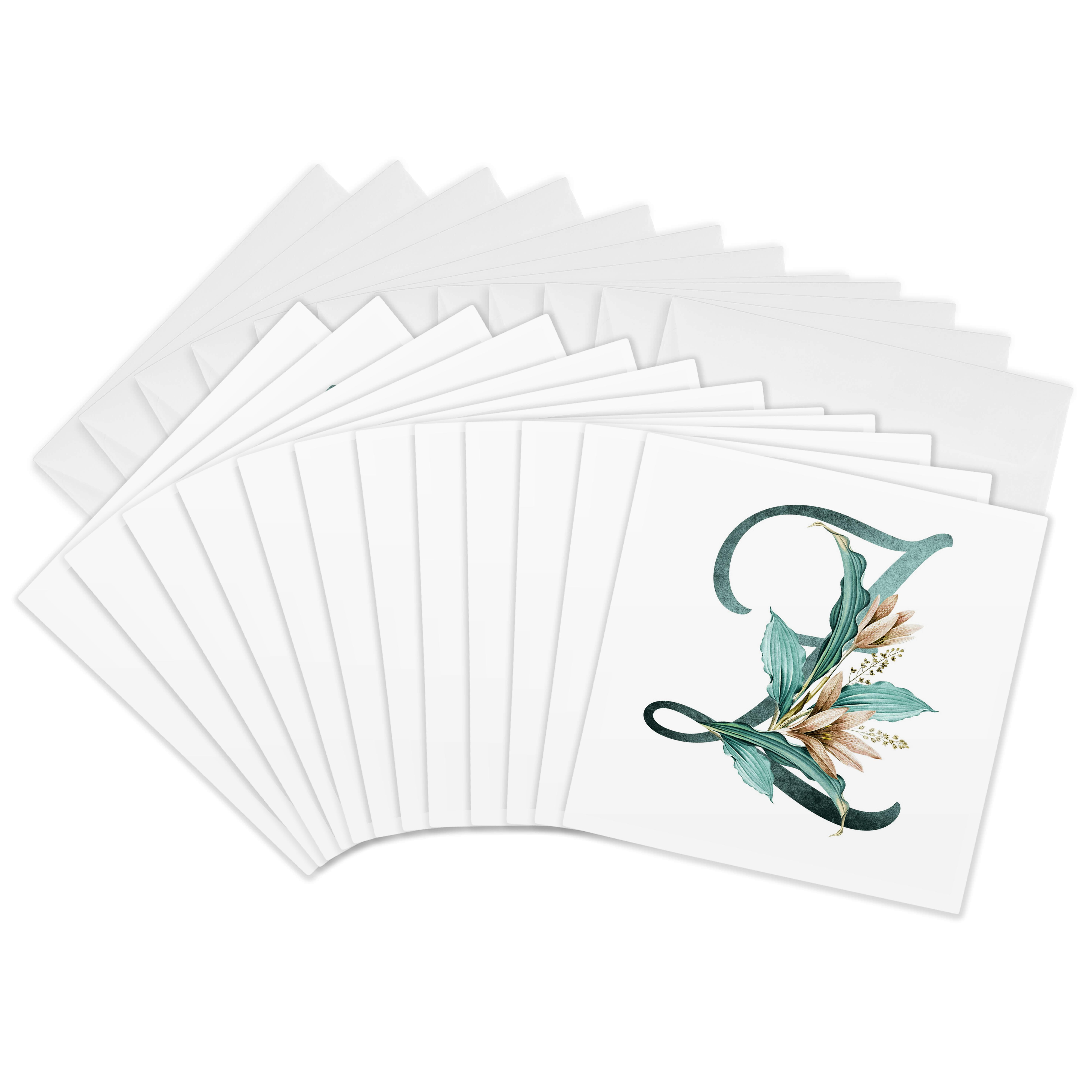 3drose, Green Boho Lily Monogram Initial Z, 12 Greeting Cards with ...