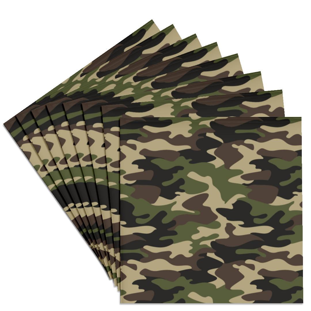 3drose, Green Camo Pattern, Set of 8 Ceramic Tile Coasters - Walmart.com