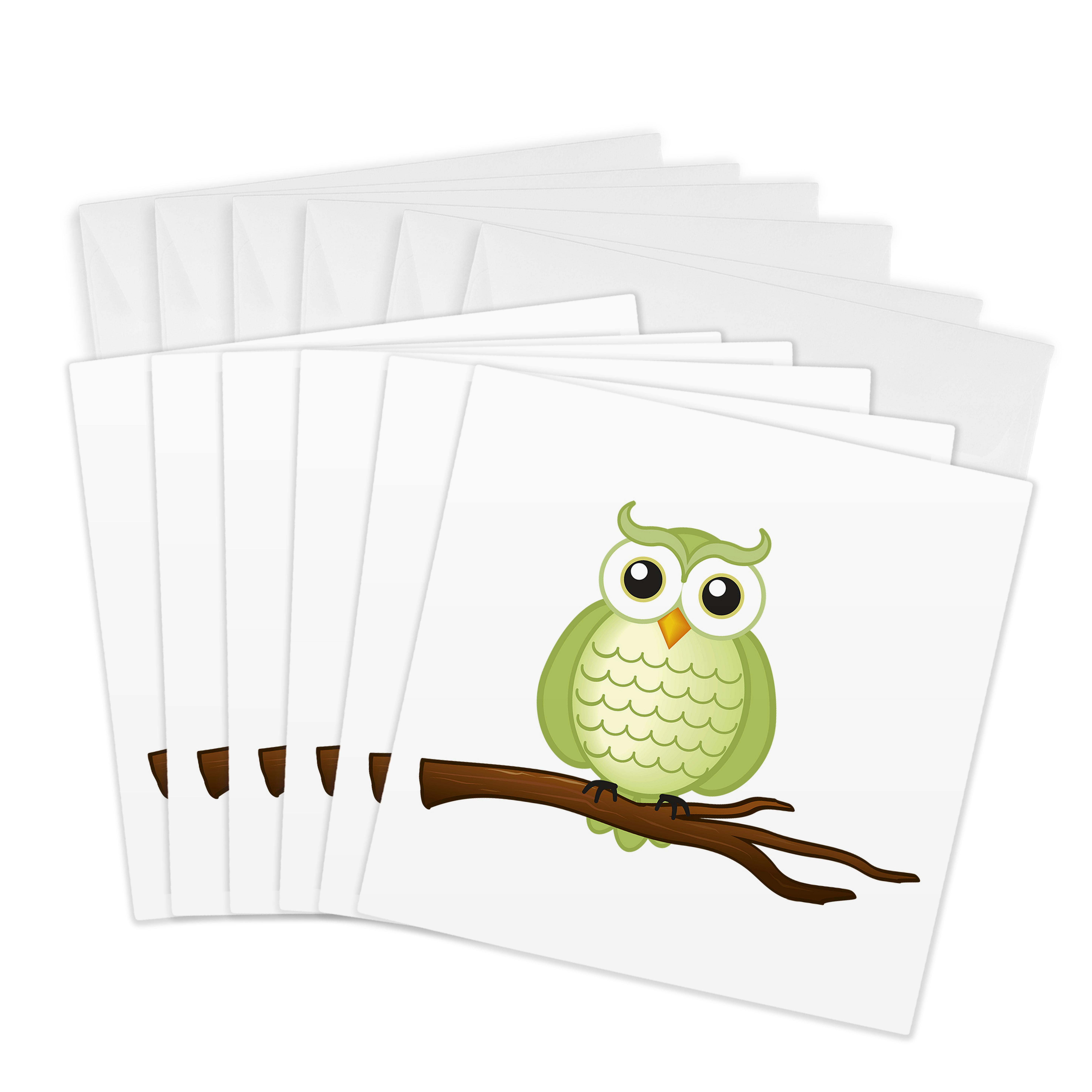 3drose, Green Wise Owl, 6 Greeting Cards with Envelopes - Walmart.com