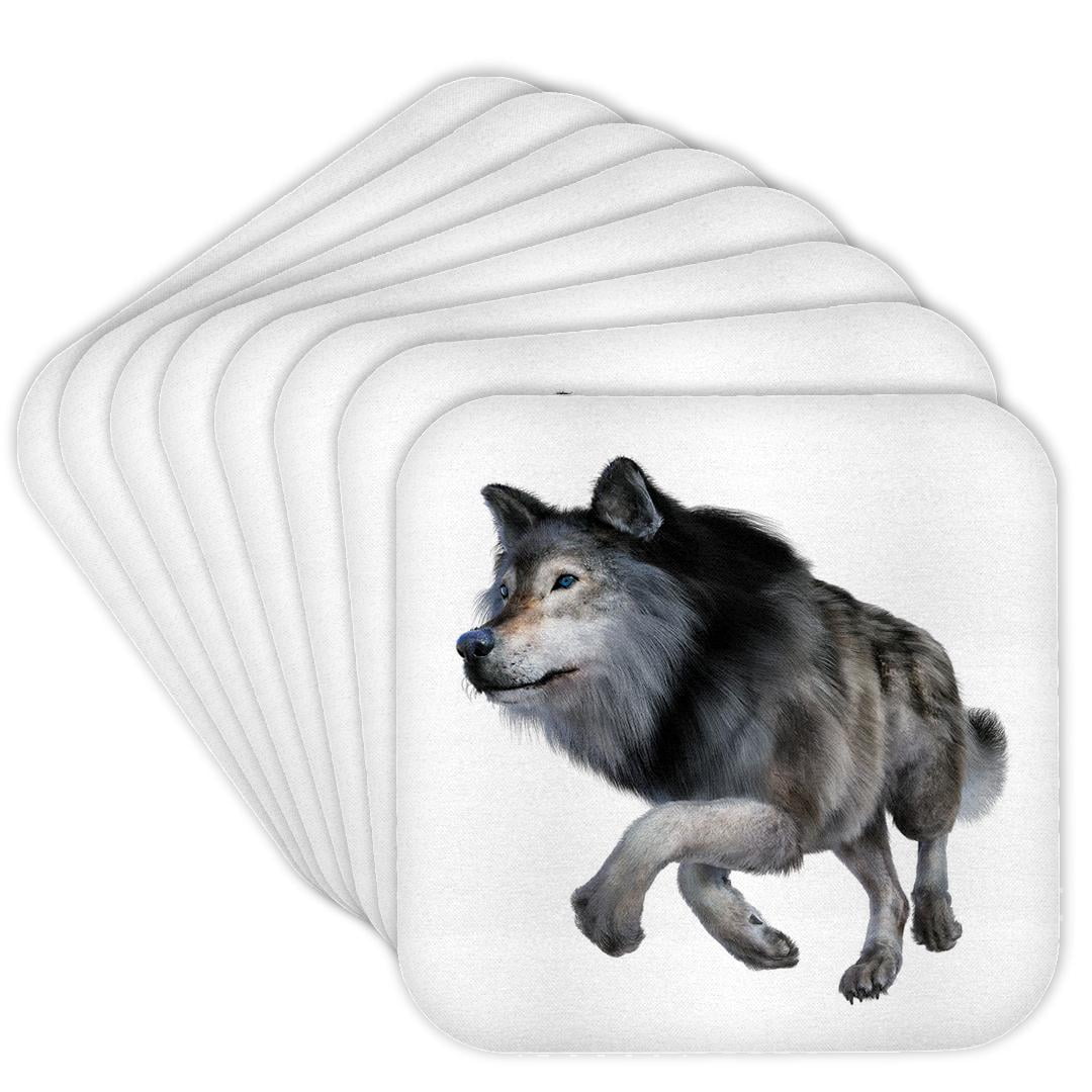 3drose, Grey Dire Wolf Walking Slightly Right, Set of 8 Coasters - Cork ...