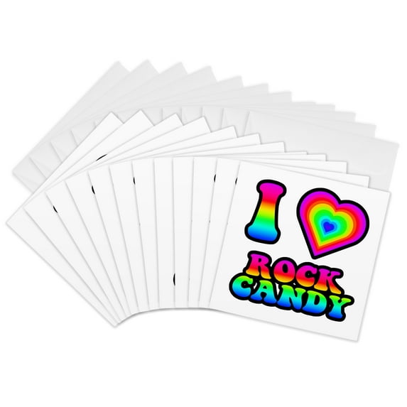 3drose, Groovy Hippie Rainbow I Heart Love Rock Candy, 12 Greeting ...