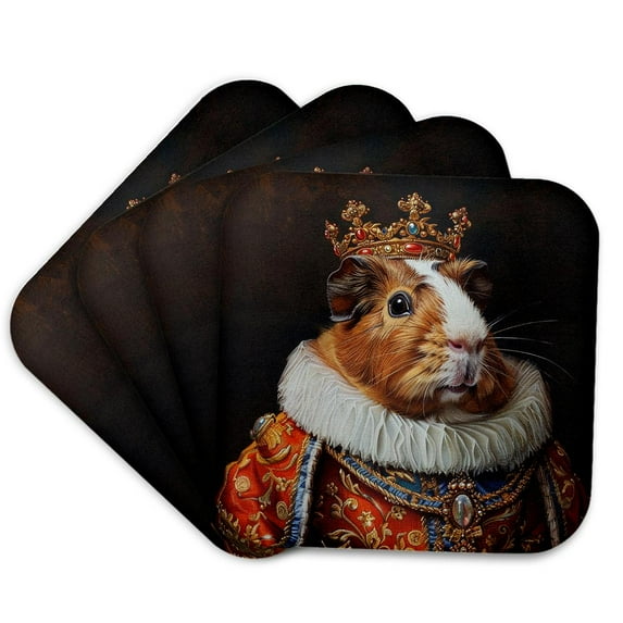 3drose, Guinea Pig Royal Portrait Rodent Majesty, Set of 4 Coasters ...