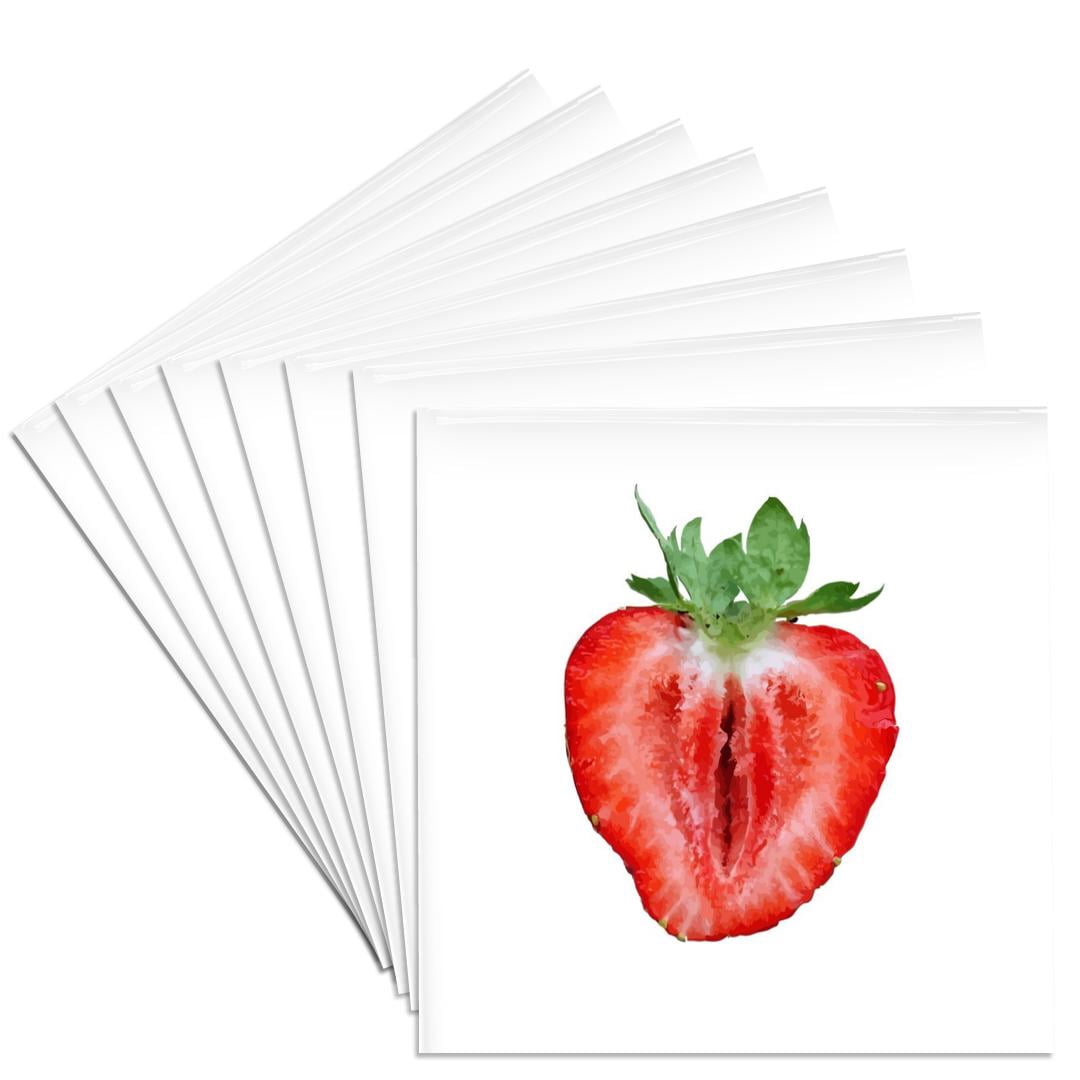 3drose, Halved Strawberry Vector Illustration, Set of 8 Ceramic Tile ...