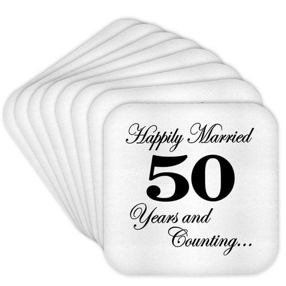 3drose, Happily Married 50 Years and Counting. Black., Set of 8 ...