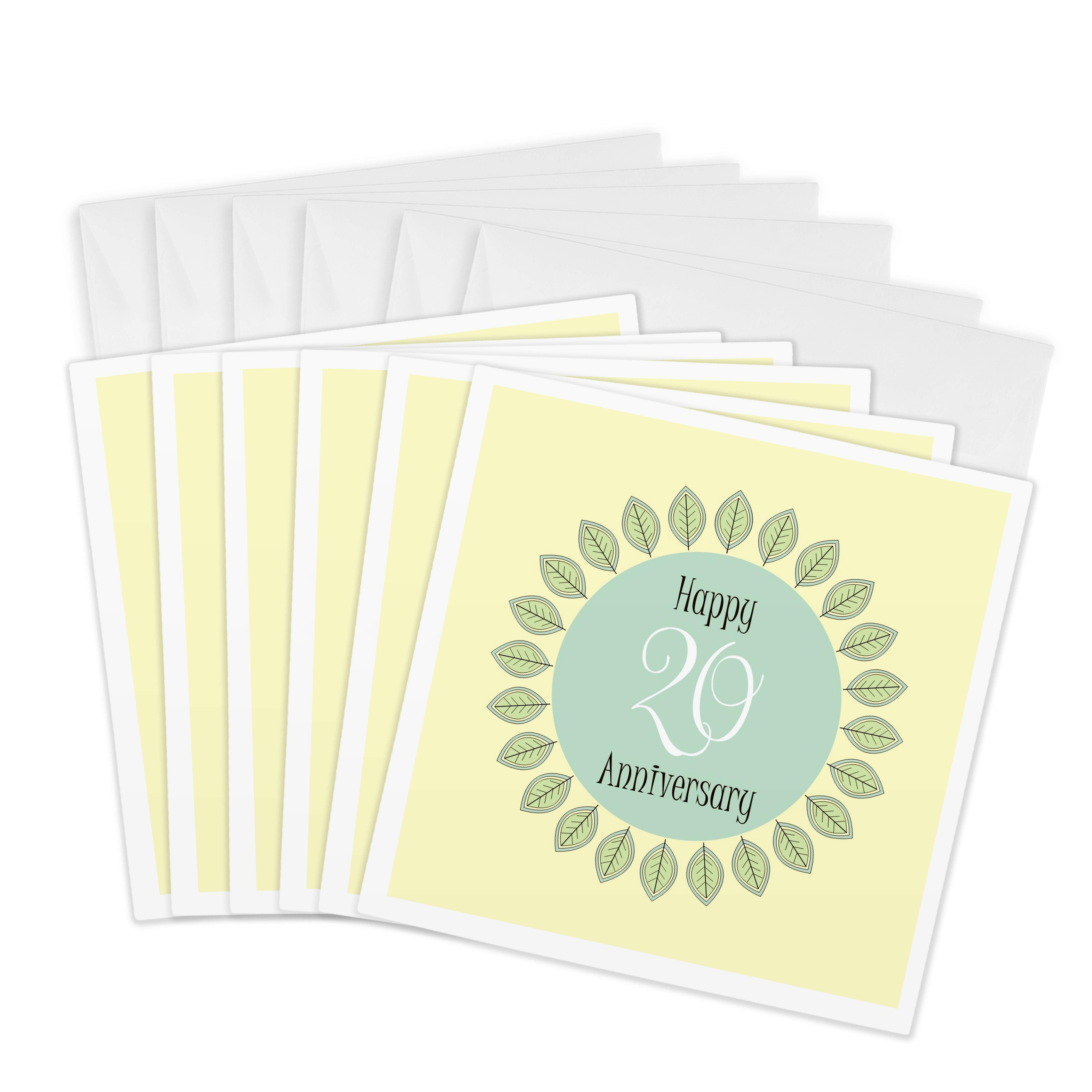3drose, Happy 20th Anniversary- Circular Design with Leaves in Pastel ...