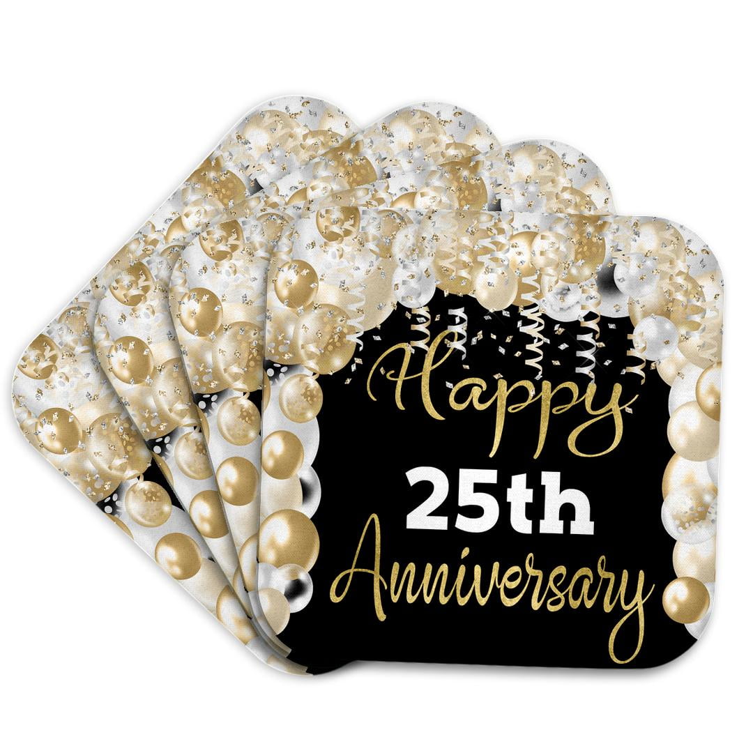 3drose, Happy 25th Anniversary Glam Image of Gold Balloons, Set of 4 ...