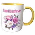 3drose, Happy 60th Anniversary Pretty Pink Roses, 15oz Two-tone Yellow ...