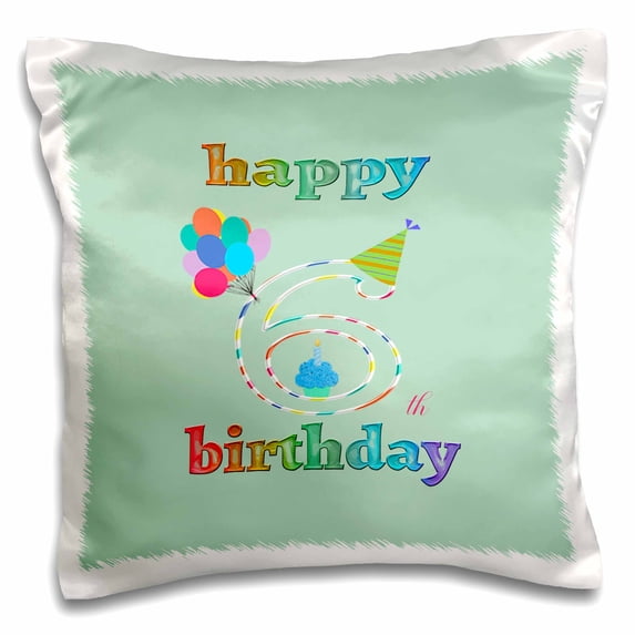 3drose, Happy 6th Birthday, Cupcake with Candle, Balloons, Hat ...