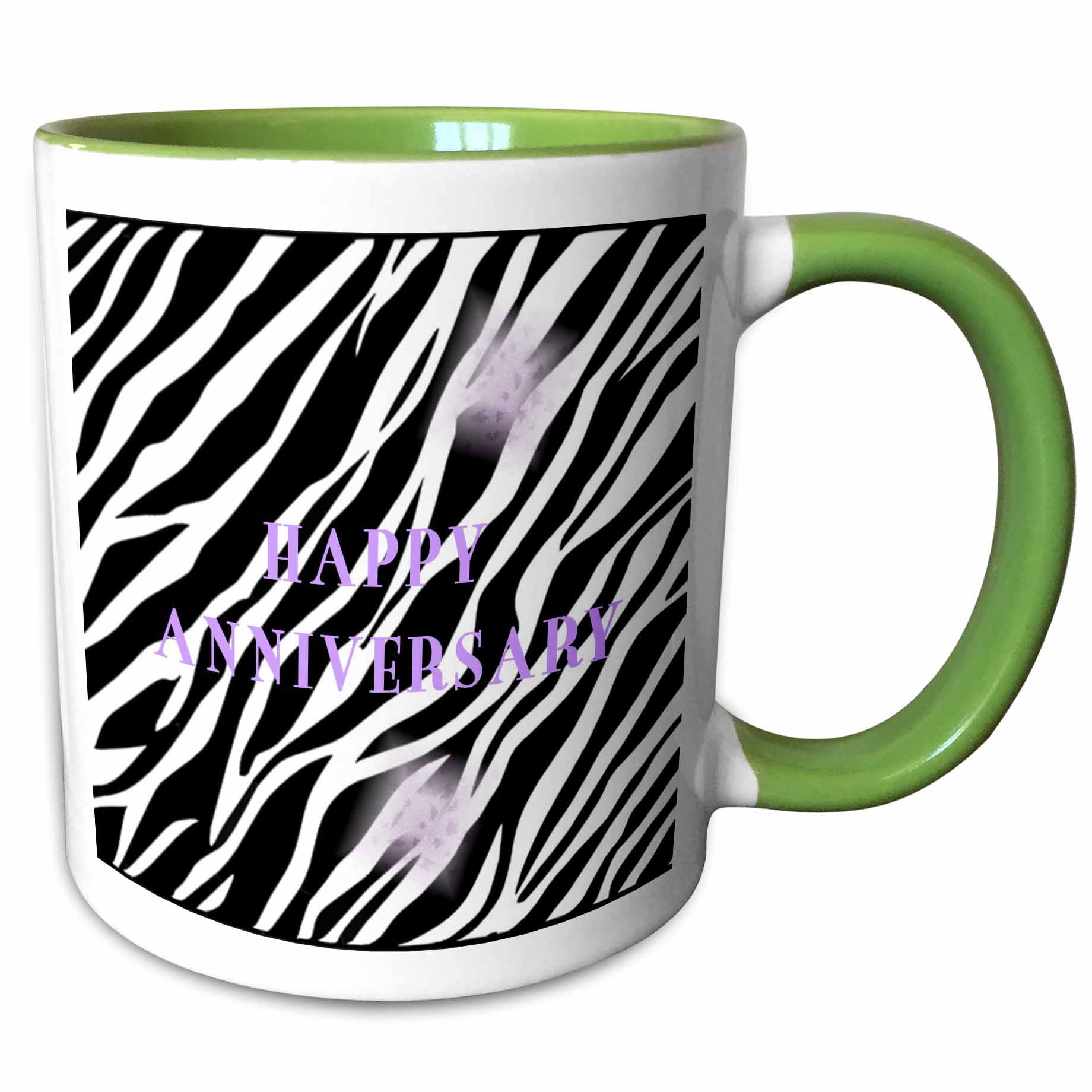 3drose, Happy Anniversary with Light Violet Butterflies on Zebra Print ...