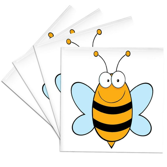 3drose, Happy Bumble Bee Goofy Cartoon, Set of 4 Ceramic Tile Coasters ...