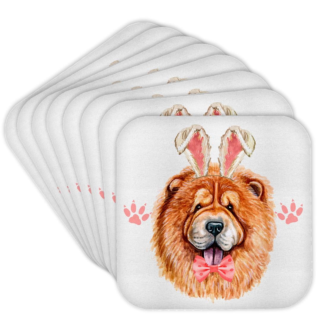 3drose, Happy Chow Chow Dog in Easter Bunny Ears and a Pink Bow, Set of ...