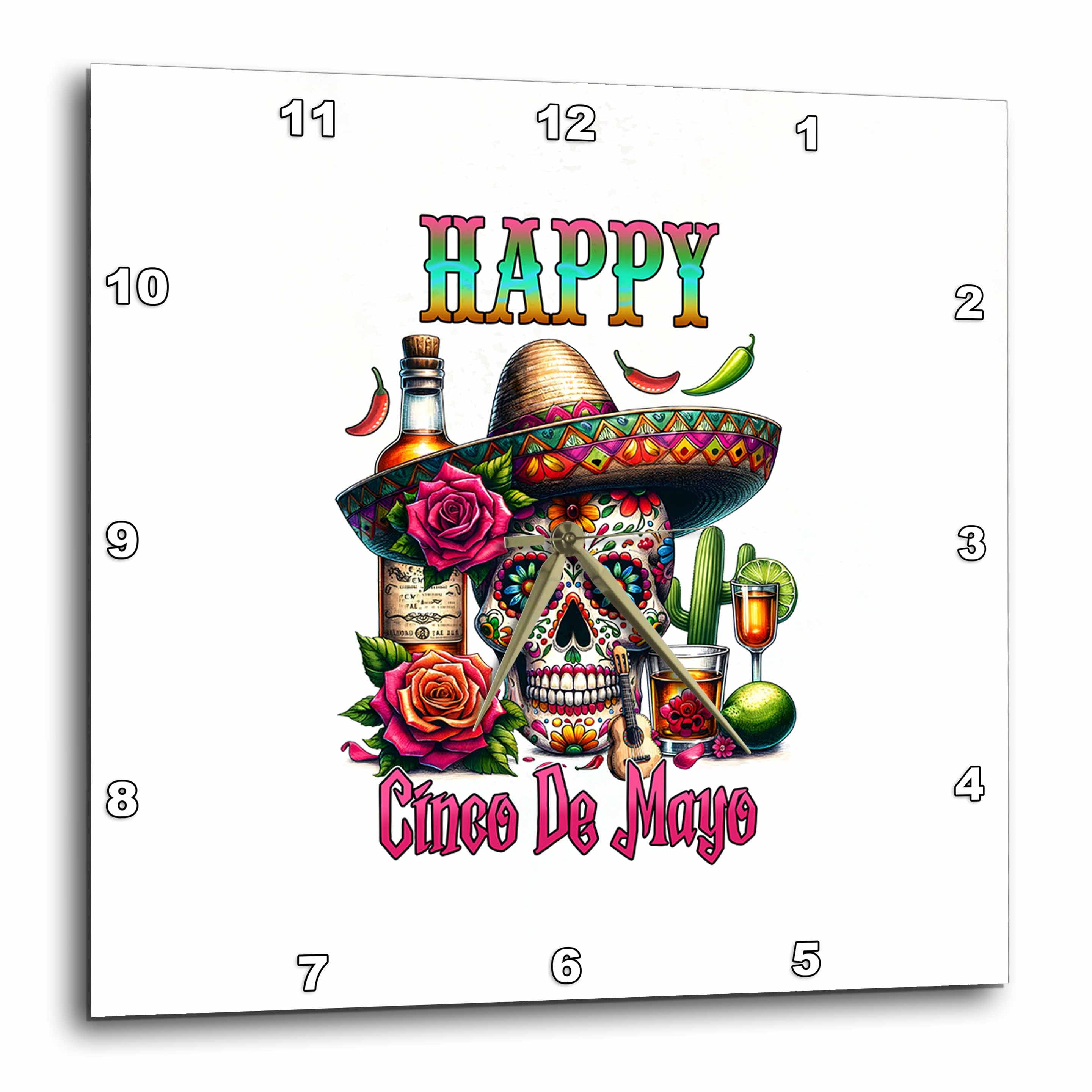 3drose, Happy Cinco De Mayo Text, a Skull in Sombrero, Drinks, Lime ...