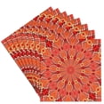 3drose, Happy Petal Mandala Pattern in Orange Red Color, Set of 8 ...