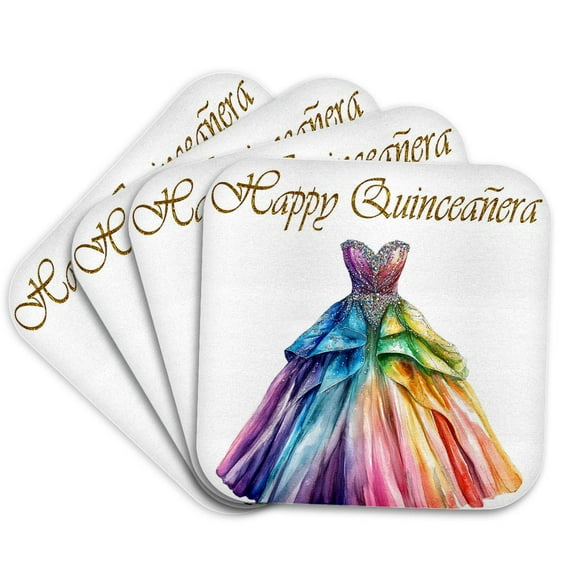 3drose, Happy Quinceanera Beautiful Colorful Rainbow Colors Formal Gown ...