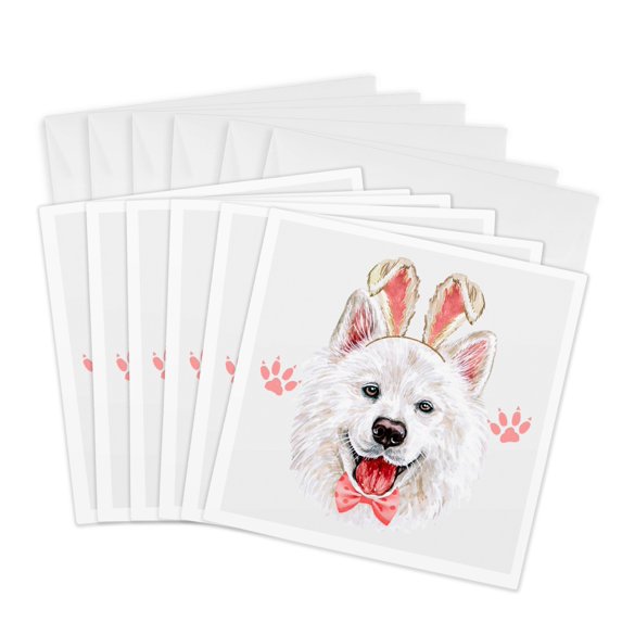 3drose, Happy Samoyed Dog with a Big Smile for Easter in Bunny Ears, 6 ...