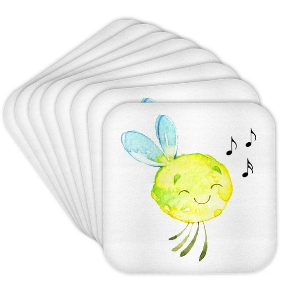 3drose, Happy Singing Little Cartoon Circular Yellow Bug with Wings ...