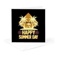 3drose, Happy Summer Day Art. Tropical Palms, Beach, Hearts on Black ...